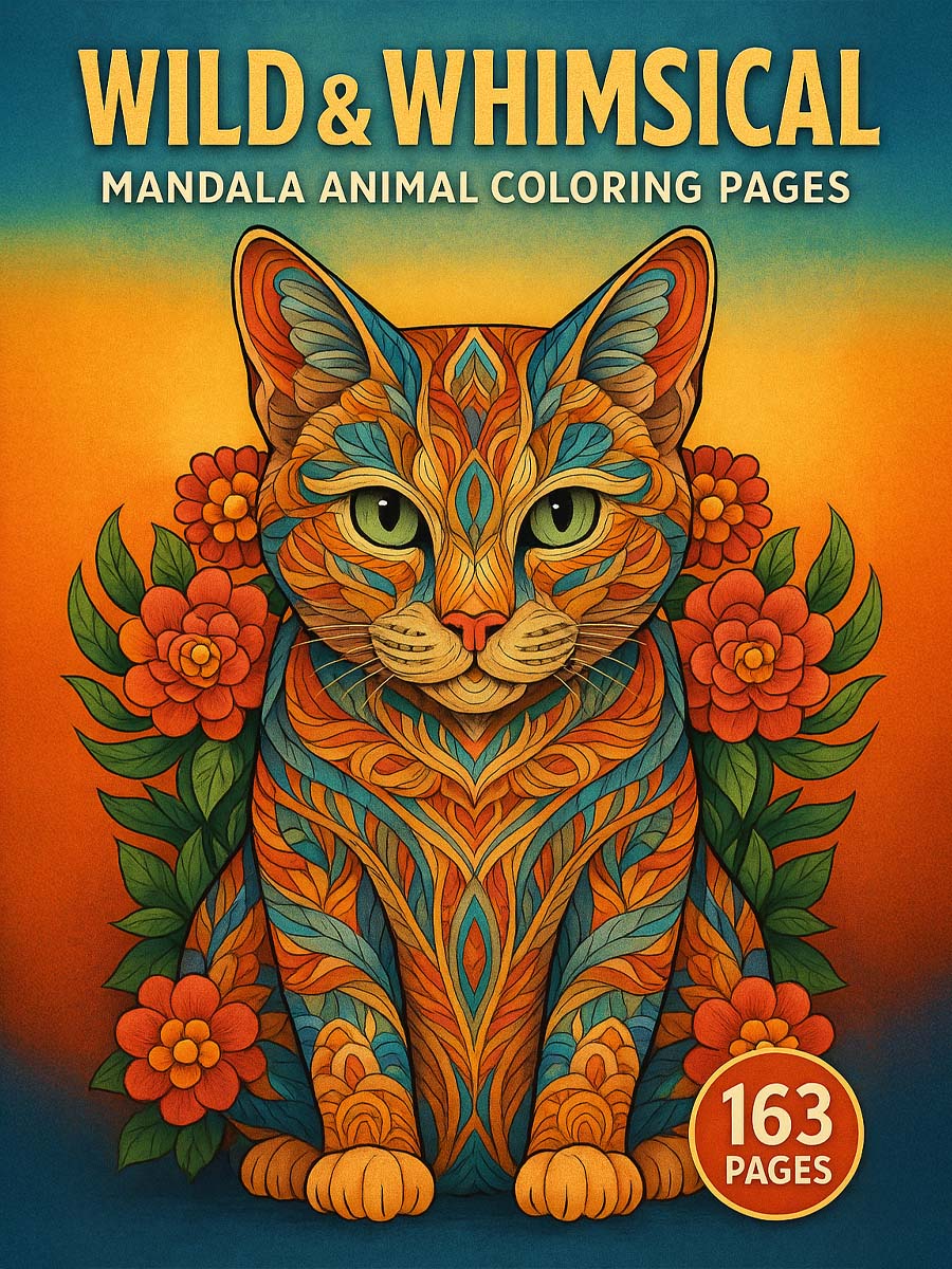 Wild & Whimsical – 163 Mandala Animal Coloring Pages - Colors Craze Shop